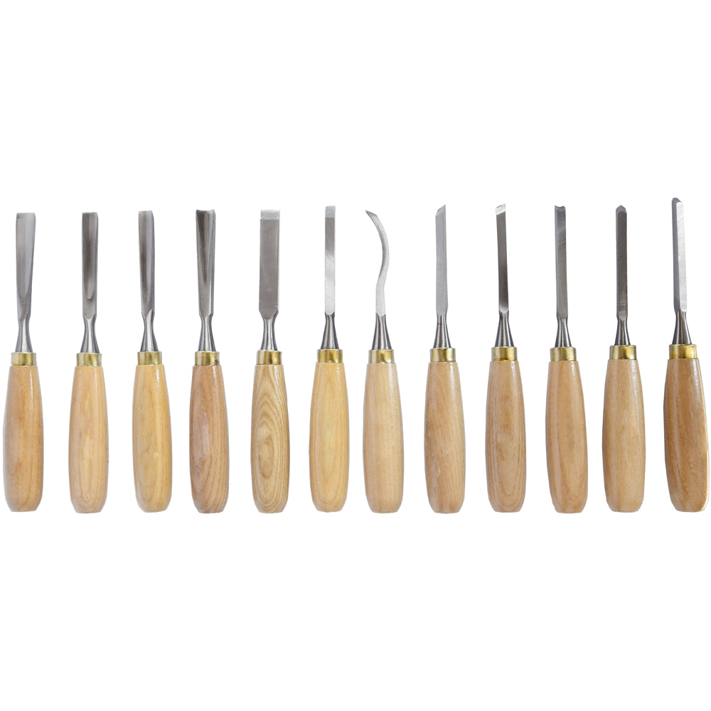 CHISEL SET WOOD CARVING 12PIECE IN LEATHER POUCH – CBS Paint & Panel